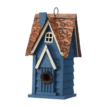 Click here for Glitzhome 12H Retro Blue Distressed Solid Wood Bir... prices