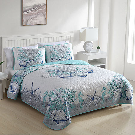 Click here for Caribbean Joe Coastal Print 3-pc. Quilt Set  One S... prices