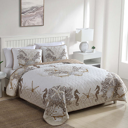 Click here for Caribbean Joe Coastal Print 3-pc. Quilt Set  One S... prices