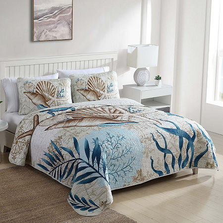 Click here for Caribbean Joe Coastal Print 3-pc. Quilt Set  One S... prices