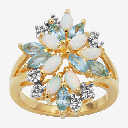 Click here for Womens Genuine White Opal 18K Gold Over Silver Flo... prices