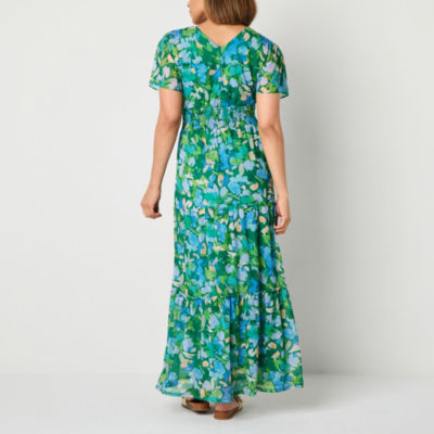 Rabbit Rabbit Rabbit Design Womens Short Sleeve Floral Maxi Dress ...