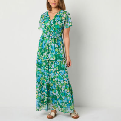 Rabbit Rabbit Rabbit Design Womens Short Sleeve Floral Maxi Dress ...