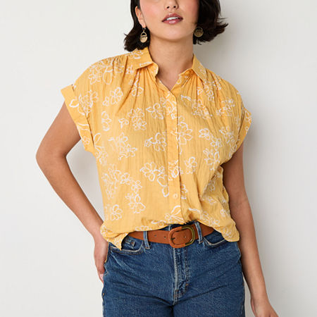 Click here for a.n.a Soft Drape Womens Short Sleeve Blouse  Petit... prices