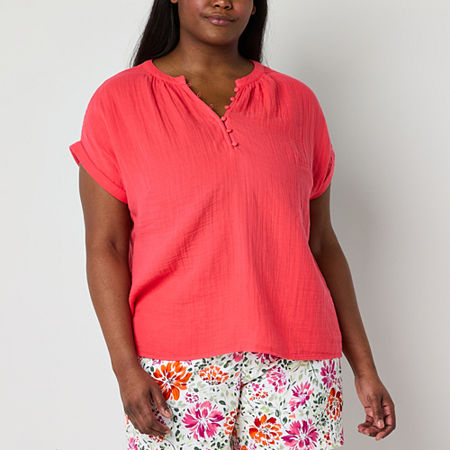 Click here for St. Johns Bay Womens Plus Round Neck Short Sleeve... prices