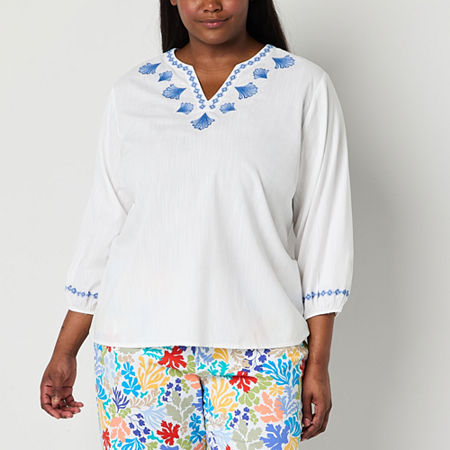 Click here for St. Johns Bay Womens Plus Split Crew Neck Long Sle... prices