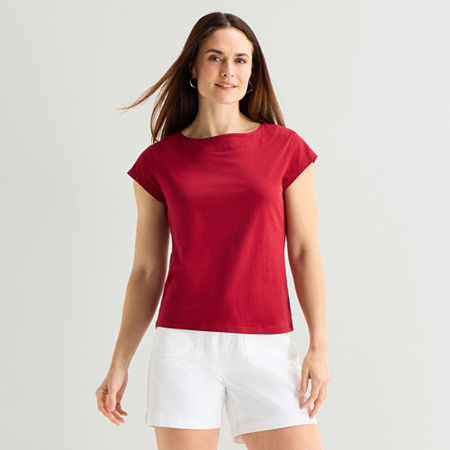 Click here for Liz Claiborne Womens Boat Neck T-Shirt  Large  Red prices