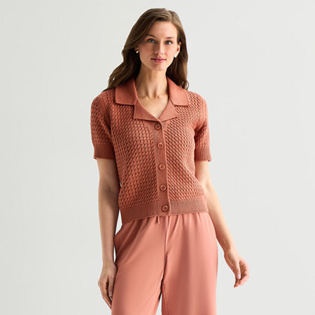 Click here for Stylus Womens Short Sleeve Polo Sweater  Small  Br... prices