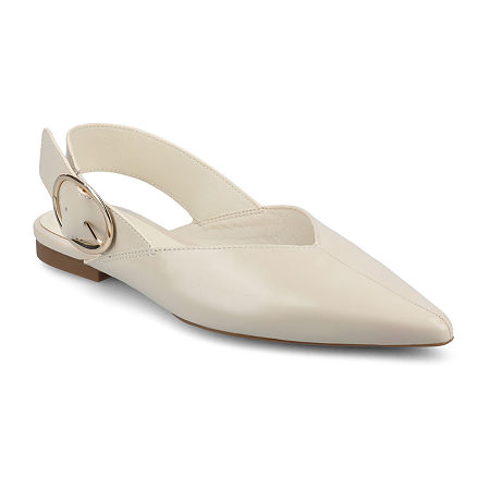 Journee Collection Womens Jacqueline Slingback Ankle Buckle Flats - Bone