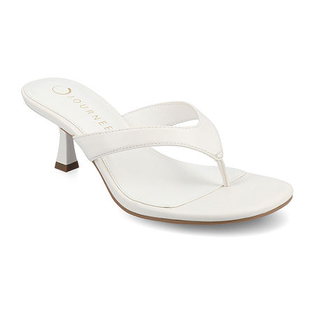 Journee Collection Womens Danielle Kitten Heel Flip Flop Sandals - White