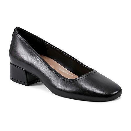 Easy Spirit Womens Jain eFlex Low Block Heel Pumps - Black Leather