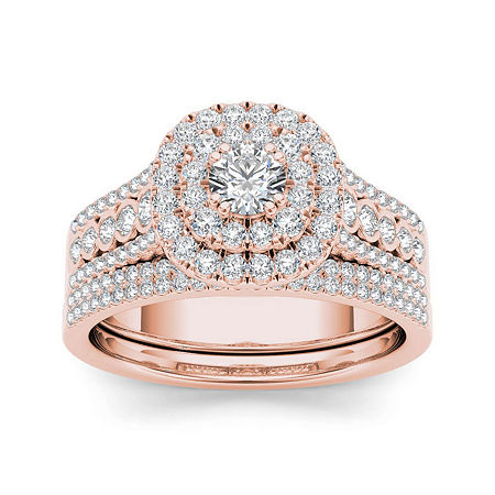 Click here for 1 CT.T.W. Natural Diamond 10K Rose Gold Bridal Rin... prices