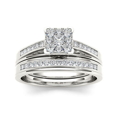 Click here for 1/2 CT.T.W. Natural Diamond 10K White Gold Bridal... prices
