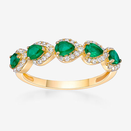 Click here for Womens 1/5 CT. Genuine Green Emerald 10K Gold Band... prices