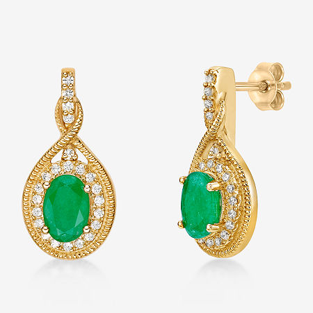 Click here for Womens 1/5 CT. Genuine Green Emerald 10K Gold Drop... prices