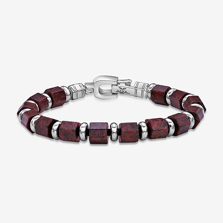 Click here for Mens Black Agate Stainless Steel Beaded Bracelet... prices