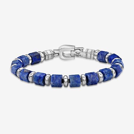 Click here for Mens Black Agate Stainless Steel Beaded Bracelet... prices