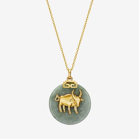 Click here for Bull Womens Genuine Green Jade 18K Gold Over Silve... prices