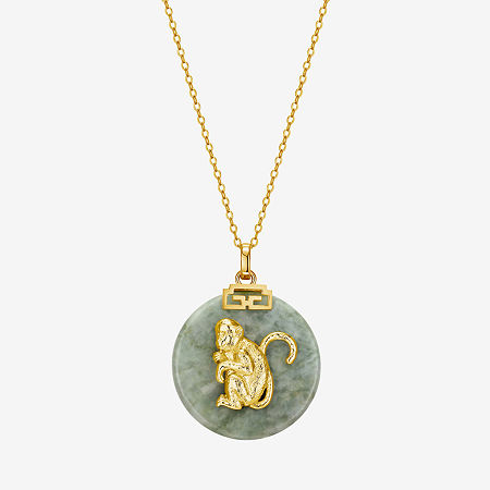 Click here for Monkey Womens Genuine Green Jade 18K Gold Over Sil... prices
