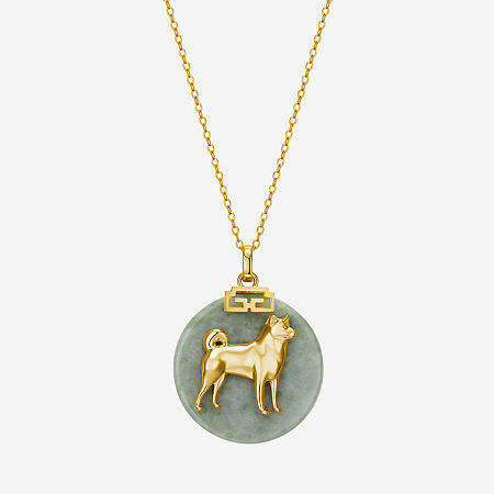 Click here for Dog Womens Genuine Green Jade 18K Gold Over Silver... prices