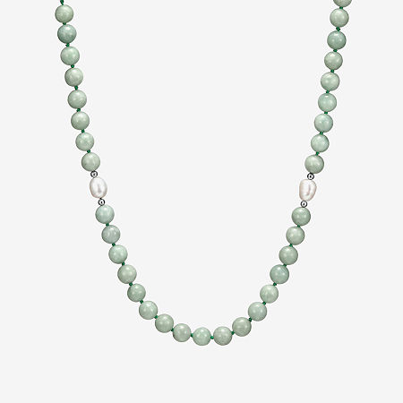 Click here for Womens Green Jade 18K Gold Over Silver 20 Inch Bea... prices