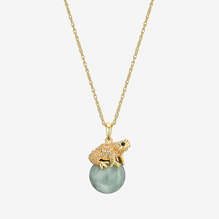 Click here for Frog Womens Genuine Green Jade 18K Gold Over Silve... prices