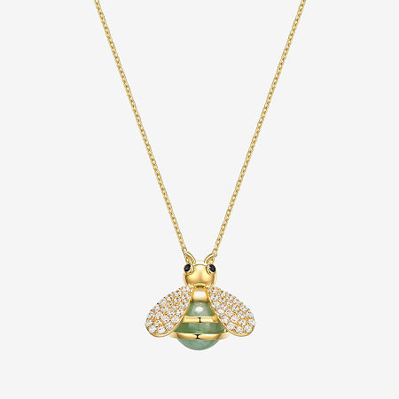 Click here for Bee Womens Genuine Green Jade 18K Gold Over Silver... prices