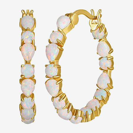 Click here for Womens Lab Created White Opal 18K Gold Over Silver... prices
