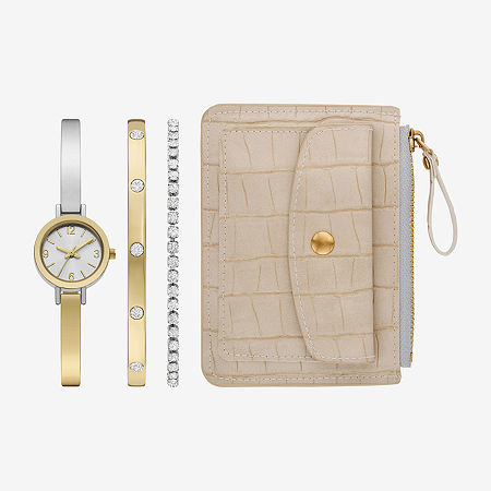 Click here for Womens Crystal Accent Two Tone 4-pc. Watch Boxed S... prices