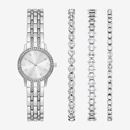 Click here for Womens Crystal Accent Silver Tone 4-pc. Watch Boxe... prices