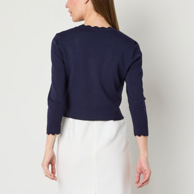 Perceptions Womens 3/4 Sleeve Shrug, Color: Navy - JCPenney