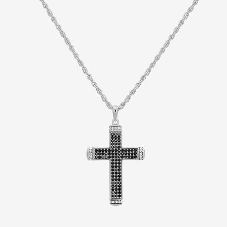 Click here for Mens Black Cubic Zirconia Sterling Silver Cross 24... prices