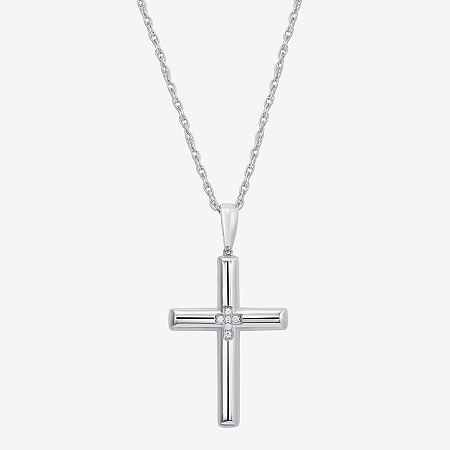 Click here for Mens White Cubic Zirconia Sterling Silver Cross 24... prices