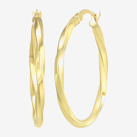 Click here for Womens 24K Gold Over Silver 32mm Round Hoop Earrin... prices