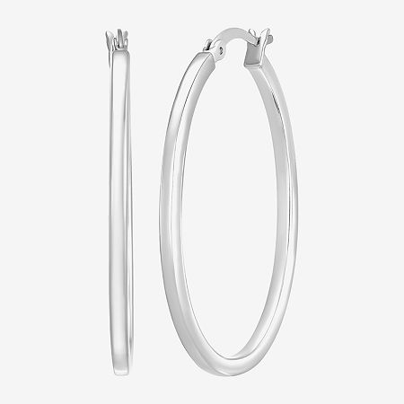 Click here for Womens Sterling Silver 38mm Oval Hoop Earrings  On... prices