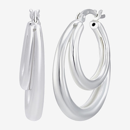 Click here for Womens Sterling Silver 27.5mm Oval Hoop Earrings... prices