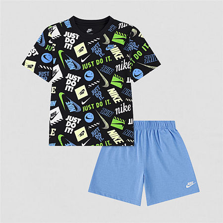 Click here for Nike Boys Sportswear Printed Tee & Shorts Set - Li... prices