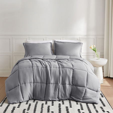Truly Soft Garment Wash Solid 3-Pc. Comforter Set  Full/Queen - Gray