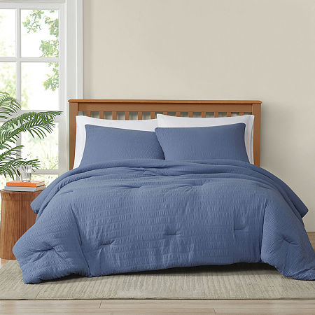 Truly Soft Crinkle Garment Wash Solid 3-Pc. Comforter Set  King - Blue