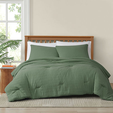 Truly Soft Crinkle Garment Wash Solid 3-Pc. Comforter Set  Full/Queen - Green