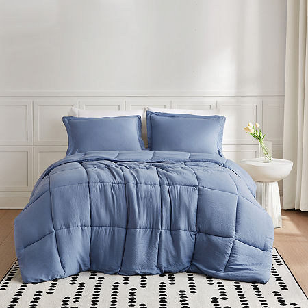 Truly Soft Garment Wash Solid 3-Pc. Comforter Set  King - Blue