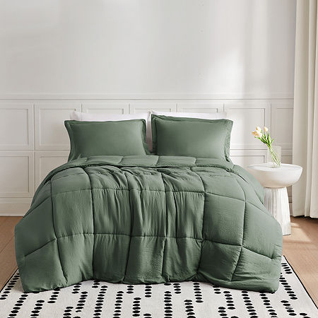 Truly Soft Garment Wash Solid 3-Pc. Comforter Set  King - Green