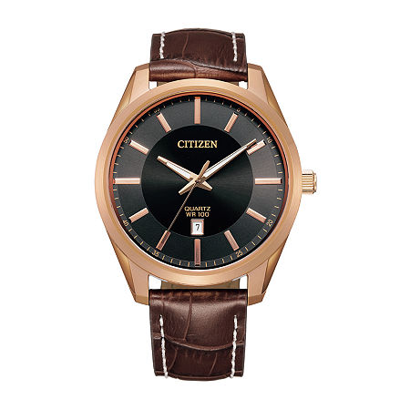 Click here for Citizen Quartz Mens Brown Leather Strap Watch Bi10... prices