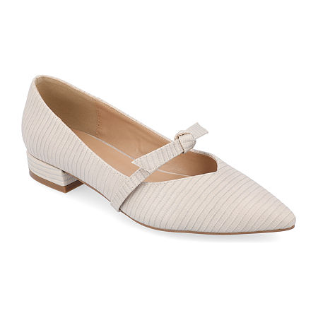 Journee Collection Womens Cait Bow Mary Jane Pointed Toe Flats - Taupe