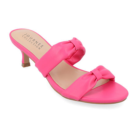 Journee Collection Womens Dyllan Double Strap Kitten Heel Dress Sandals - Pink