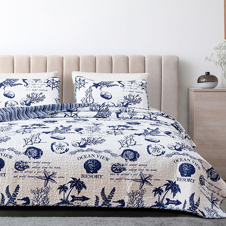 Click here for Linery Nautical Pattern Reversible Quilt Set  One... prices