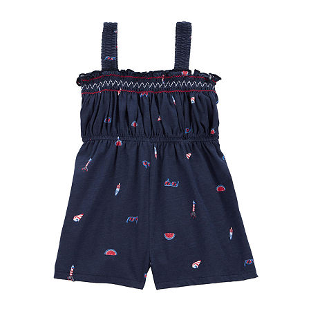 Carters Toddler Girls 4th Of July Cotton Romper - Navy