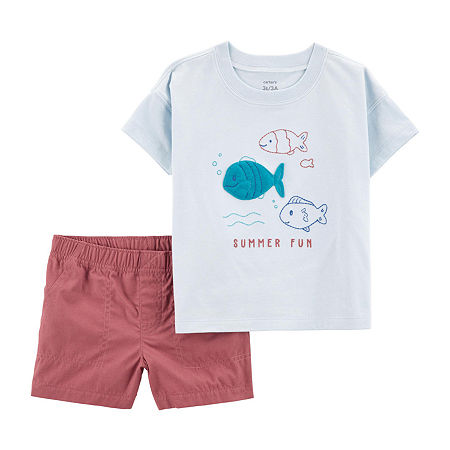 Carters Toddler Boys Fish Graphic T-Shirt & Woven Shorts  2 Piece Set - Blue