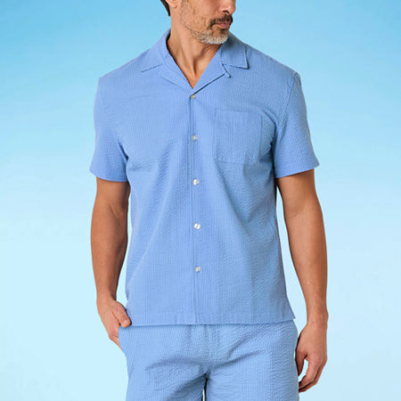 Click here for St. Johns Bay Striped Swim Shirt  Medium  Blue prices