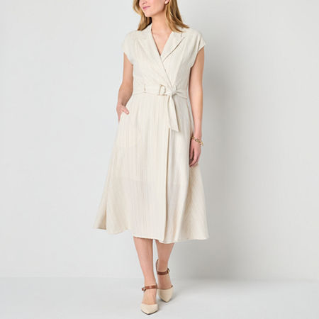 Click here for Melonie T Womens Belted Sleeveless Midi Striped Sh... prices
